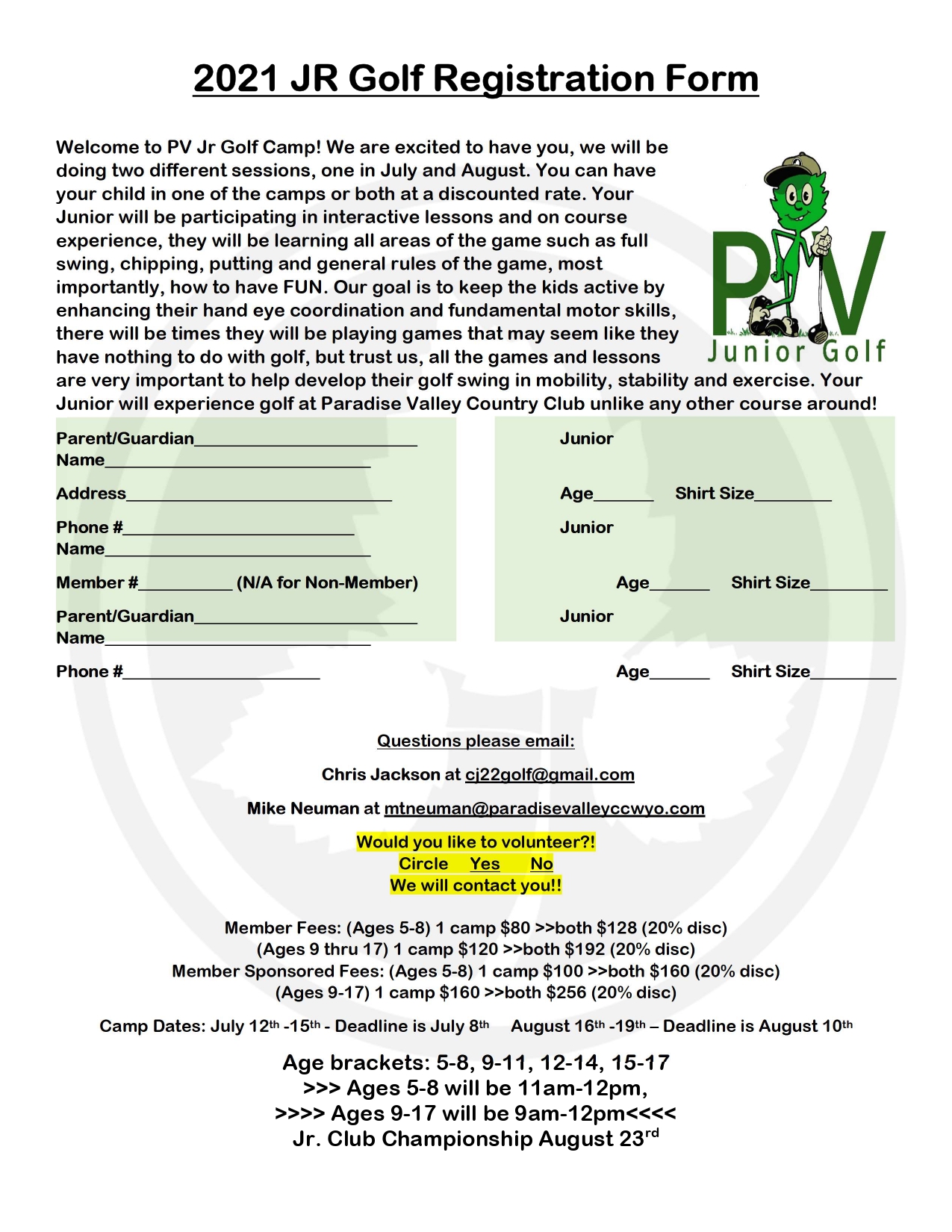 Jr. Golf: Casper, WY | Paradise Valley Country Club